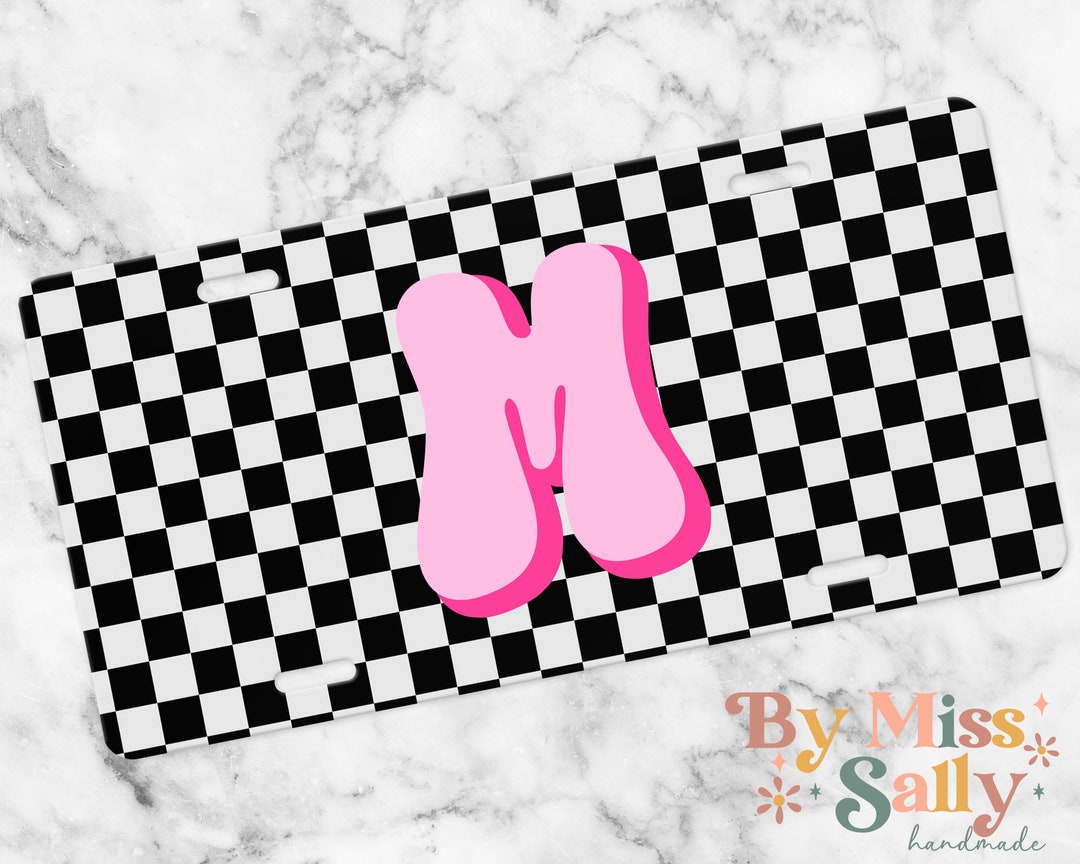 Personalized Car Tag License Plate, Checker Name Car Tag, Front Car Tag ...