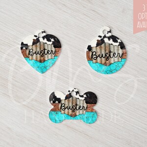 Custom Dog Tag, Western Dog Tag, Cow Hide Pet ID Tag, Personalized Pet ...