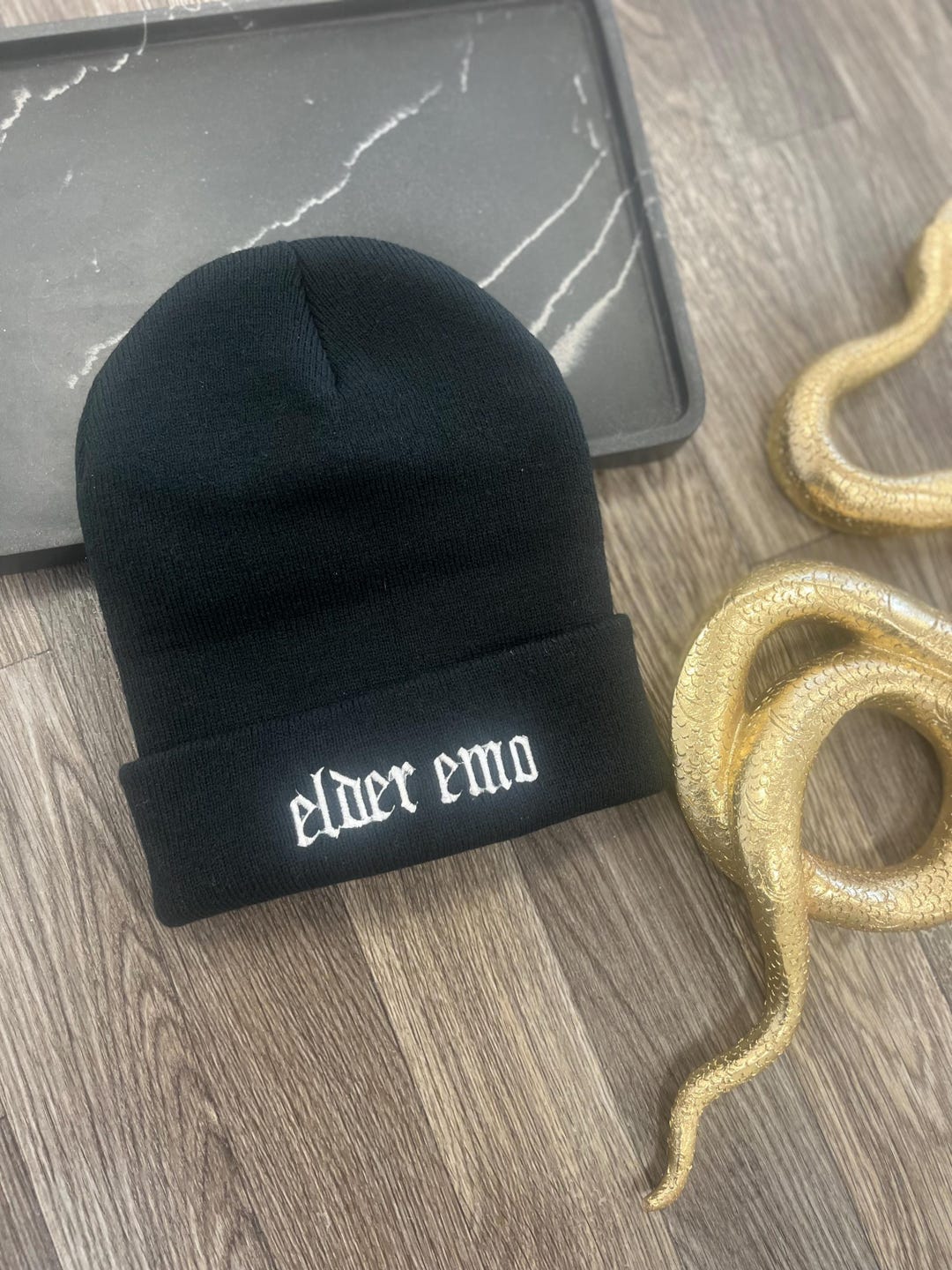 Embroidered Emo Beanie, Goth Beanie, Alt Hat, Elder, Emo Music, Emo ...