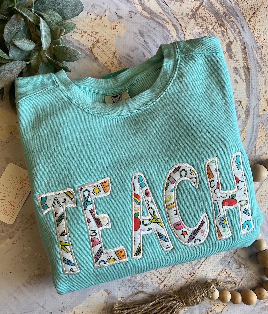 Embroidered Teacher Crewneck, Applique Sweatshirt, Back to School Shirt ...