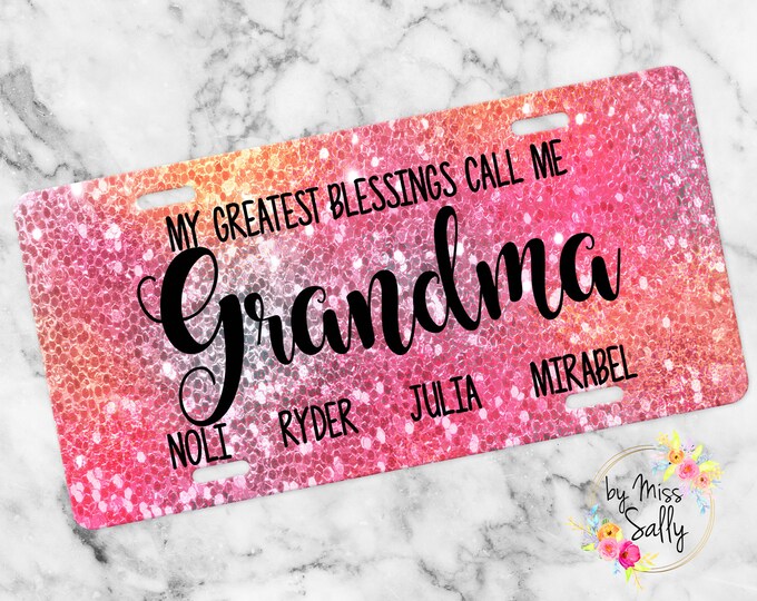 Grandma Personalized License Plate, Name Car Tag, Vehicle Tag, Custom ...
