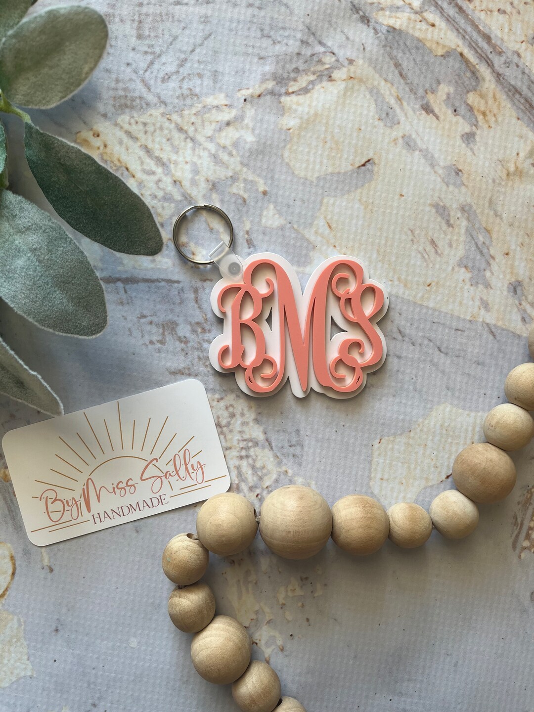 Monogram Keychain, Acrylic Keychain, Layered Keychain, Diaper Bag Tag ...