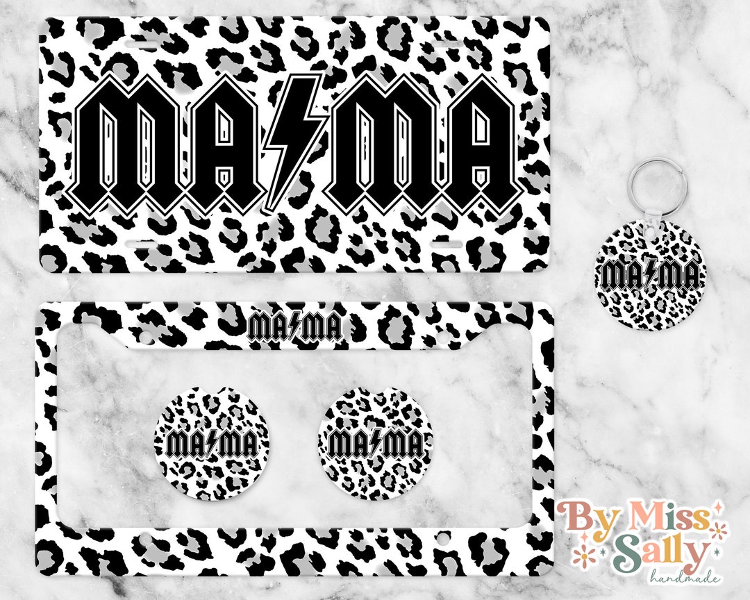 Mama Black White Leopard License Plate, Custom Car Tag for Women, Car ...