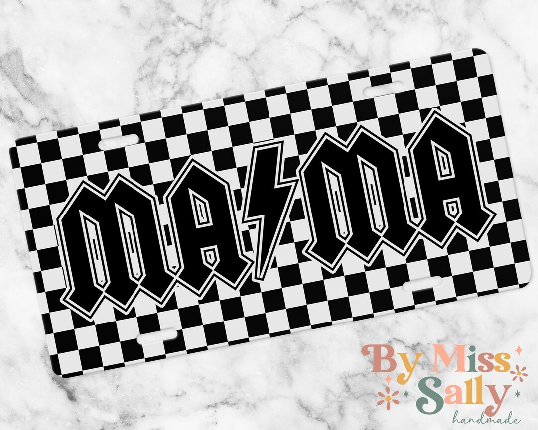 Mama Checkered License Plate, Custom Car Tag for Women, Car Coasters ...