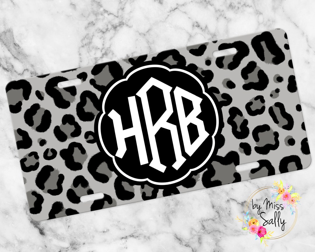 Gray Leopard Personalized License Plate, Gray License Plate, Front Car ...