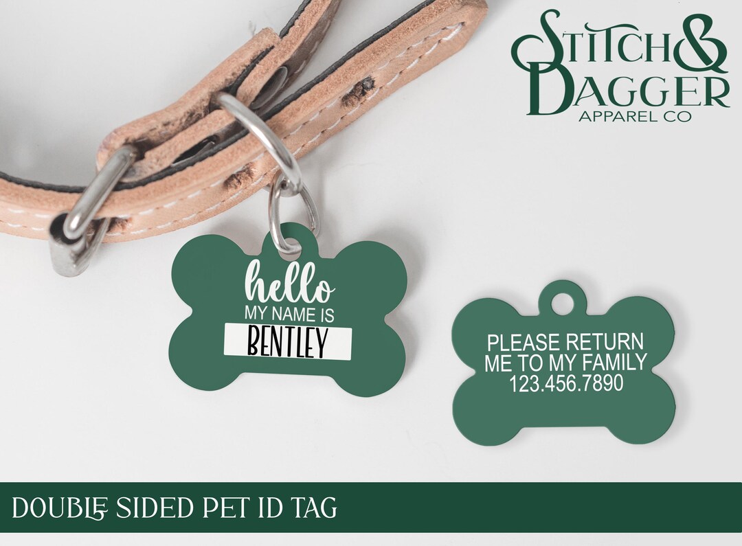 Custom Dog Tag, Hello My Name is Dog Tag, Retro Pet ID Tag ...
