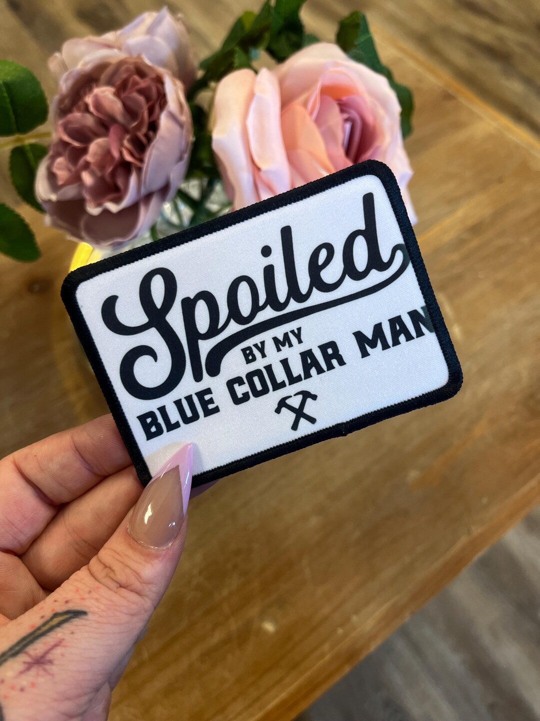 Spoiled Iron on Patch, Trucker Hat Patches, Iron on Patches, Blue ...