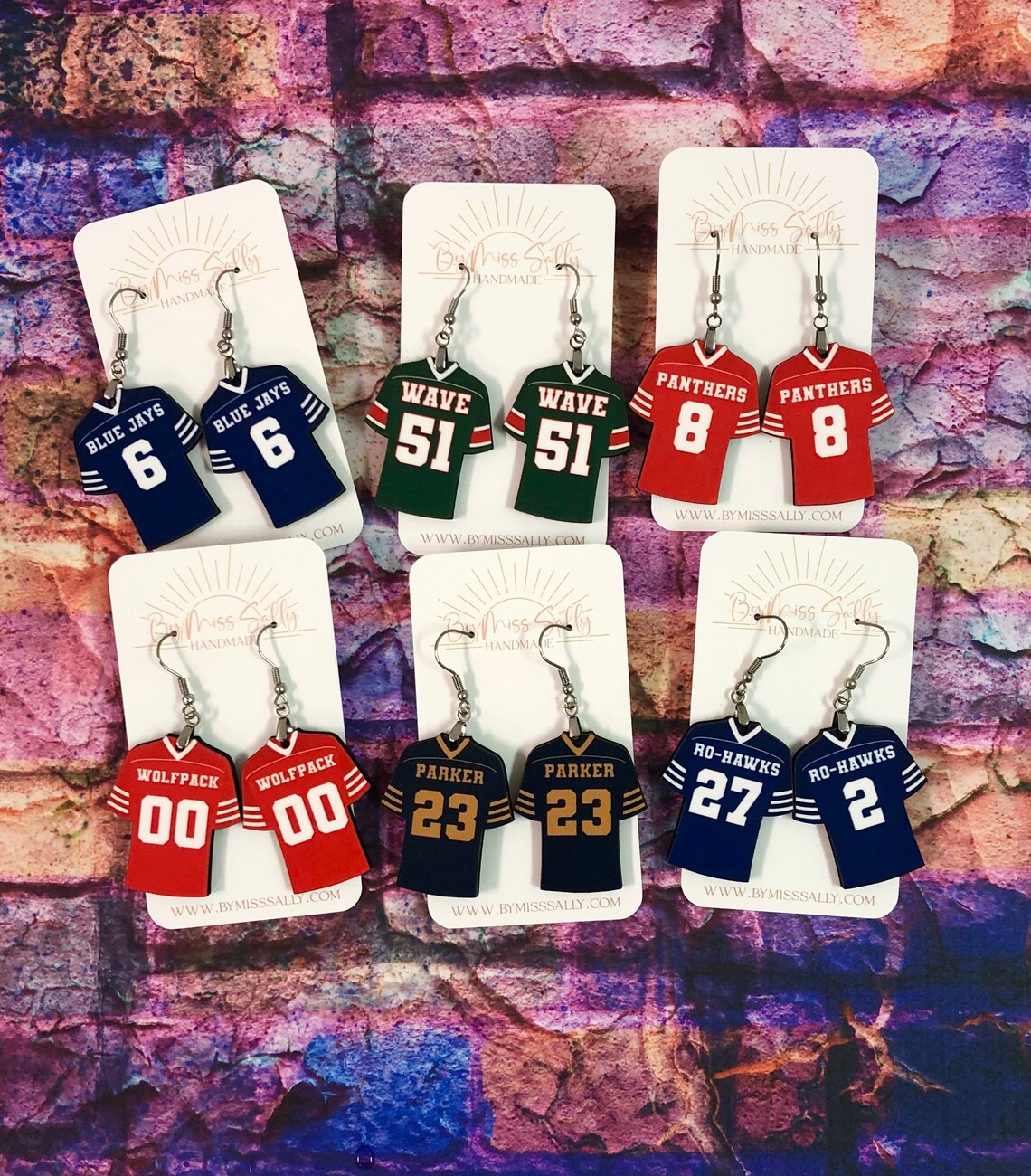 Football Jersey Earrings Football Team Color Earrings Game - Etsy
