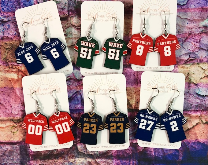 Football Jersey Earrings, Football Team Color Earrings, Game Day ...