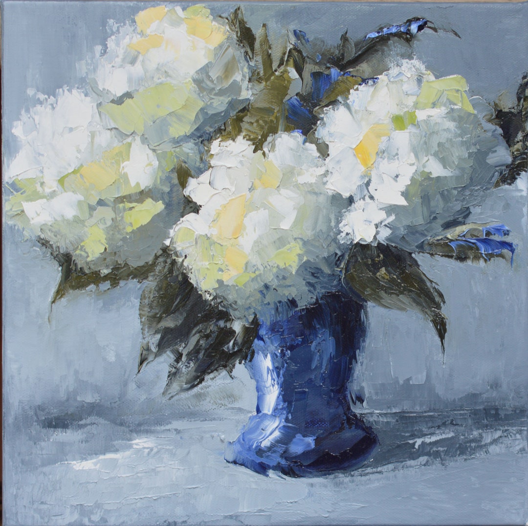 HYDRANGEA Palette Knife Painting Print - Etsy