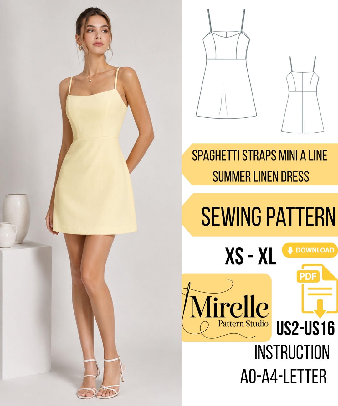 Summer Mini Dress Sewing Pattern PDF - Etsy