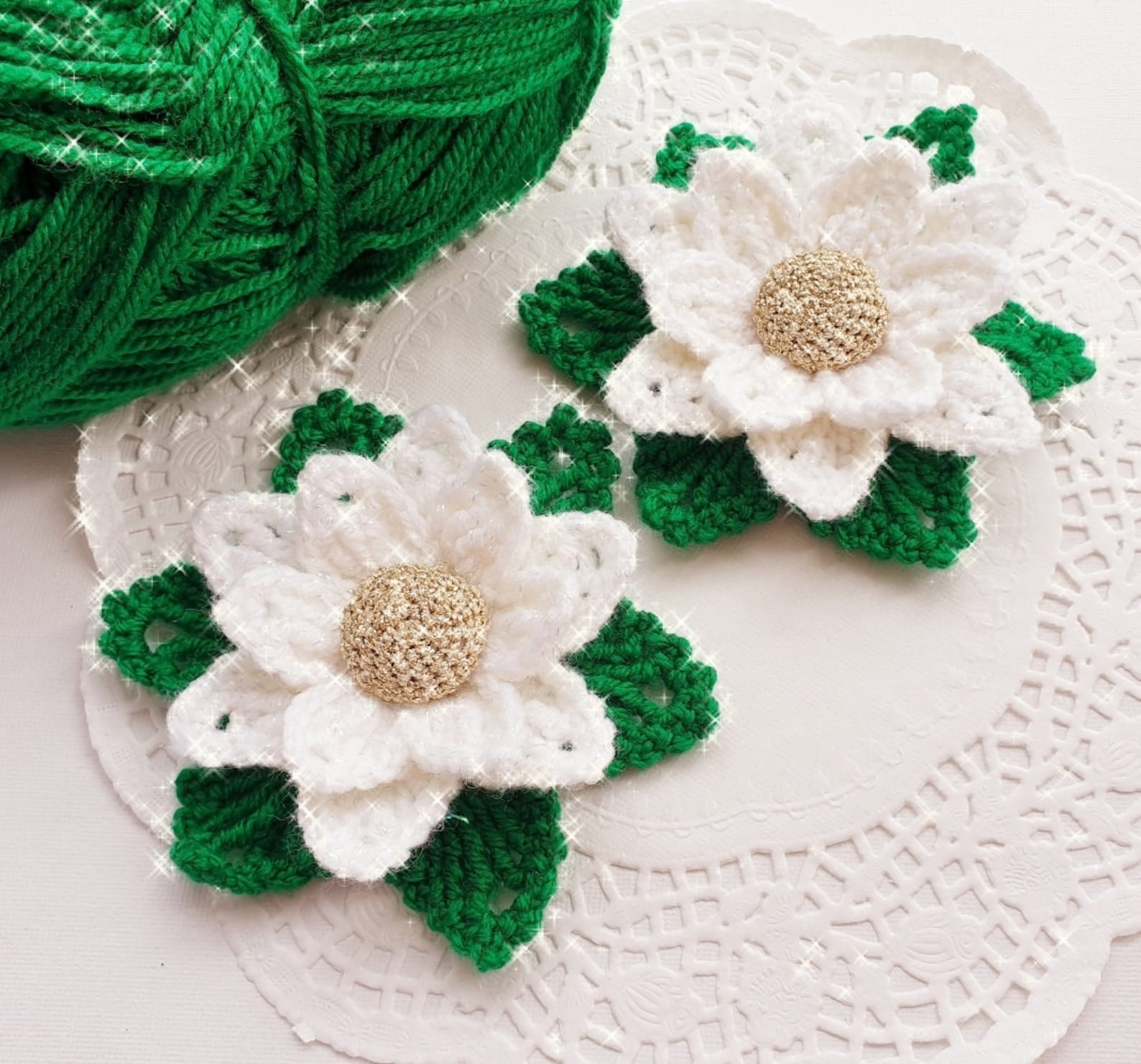 Crochet White Flower Crochet Applique Crochet Christmas - Etsy