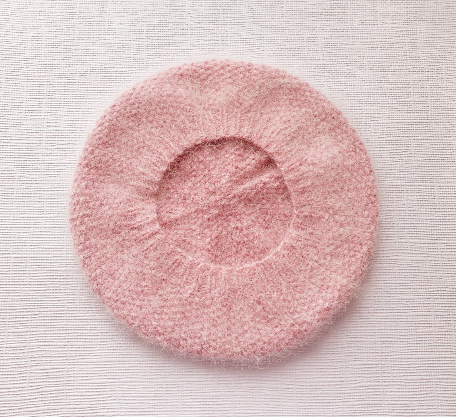 Women's Knitted Beret - French Beret - Pink Beret - Angora Rabbit Beret ...