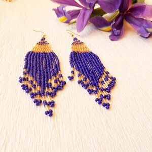 Seed Bead Earrings Long Earrings Boho Style Earrings, Beaded Earrings ...