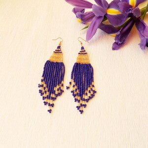 Seed Bead Earrings Long Earrings Boho Style Earrings, Beaded Earrings ...