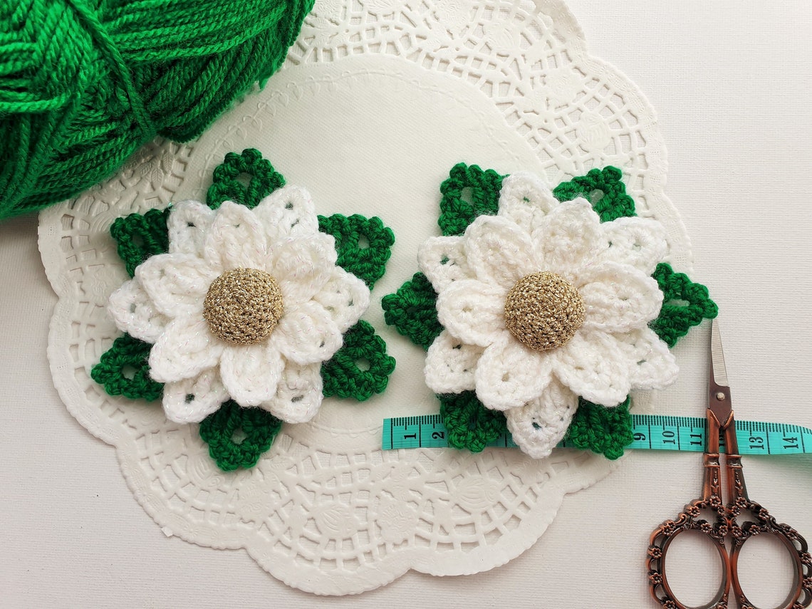 Crochet White Flower Crochet Applique Crochet Christmas - Etsy