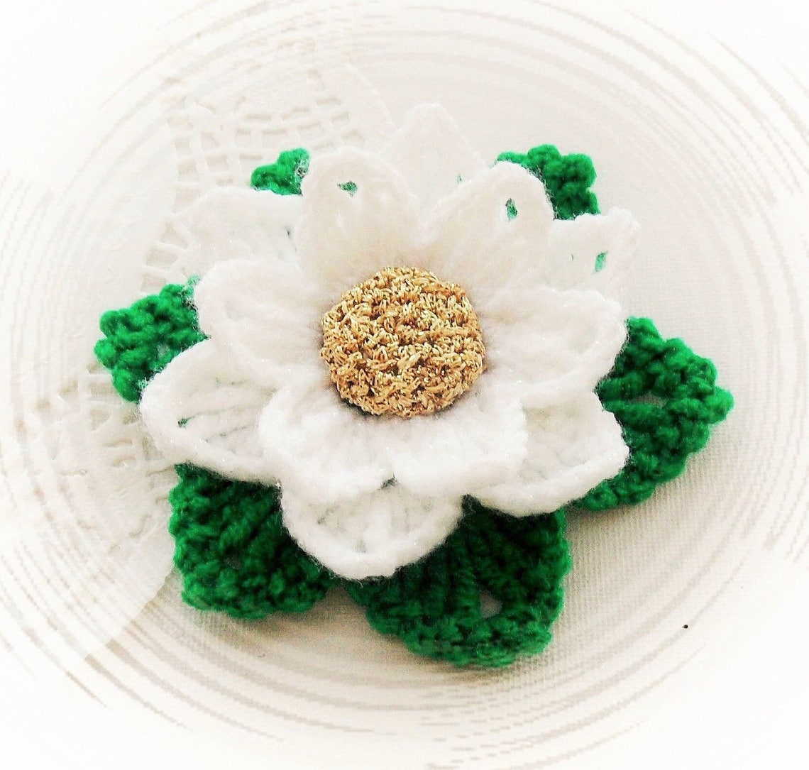 Crochet White Flower Crochet Applique Crochet Christmas - Etsy