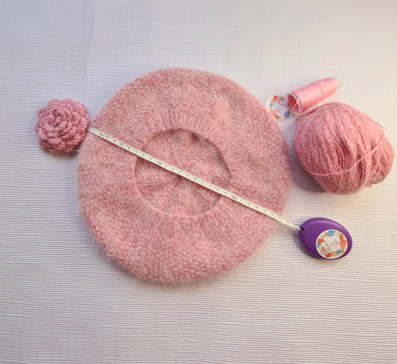 Women's Knitted Beret - French Beret - Pink Beret - Angora Rabbit Beret ...