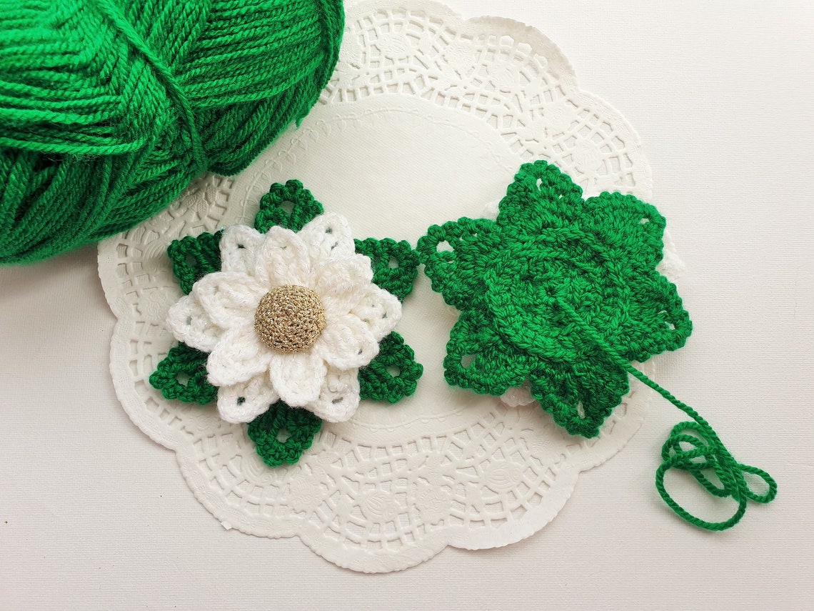 Crochet White Flower Crochet Applique Crochet Christmas - Etsy