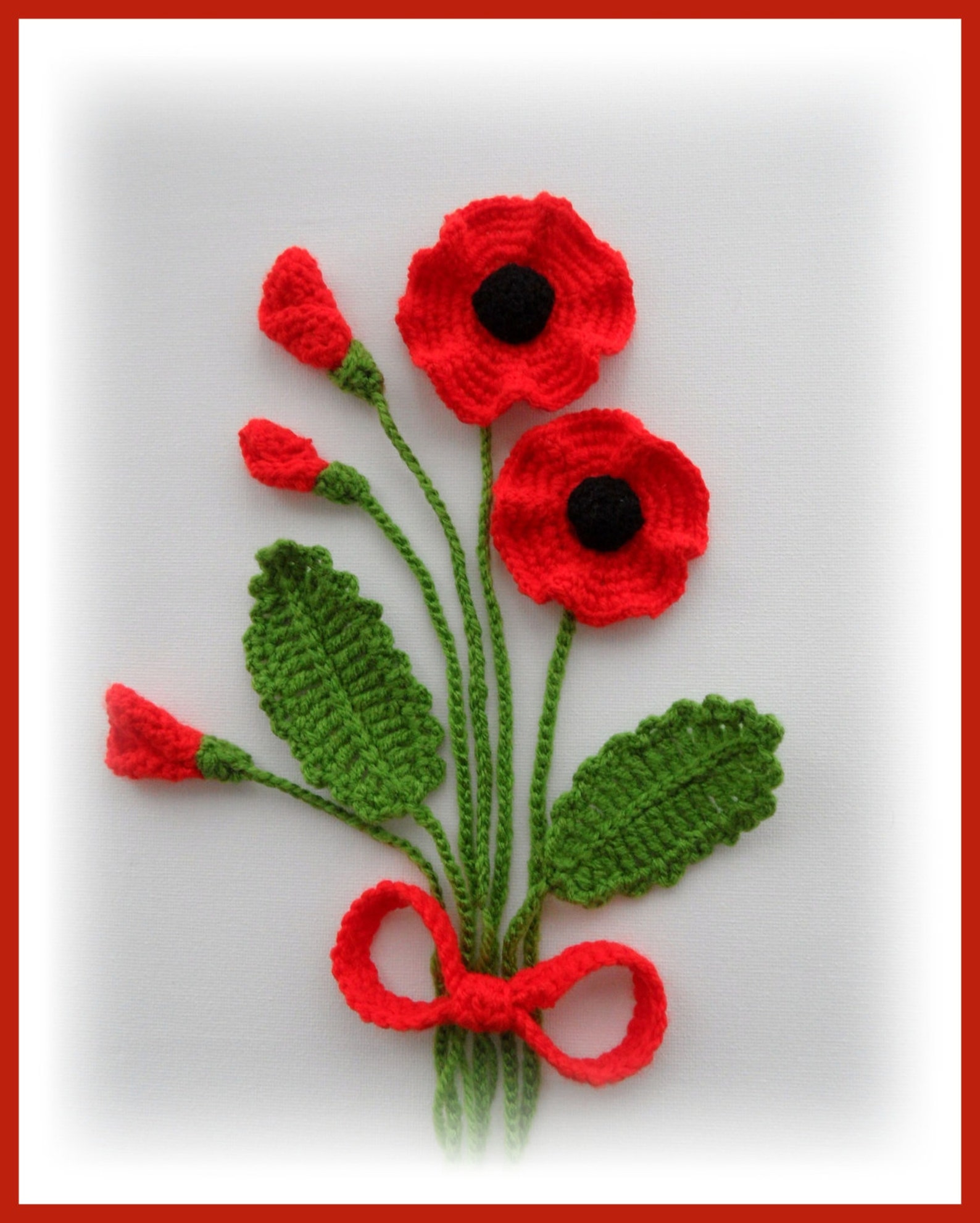 Crochet Poppies Crochet Applique Poppy Flowers and Leaves - Etsy