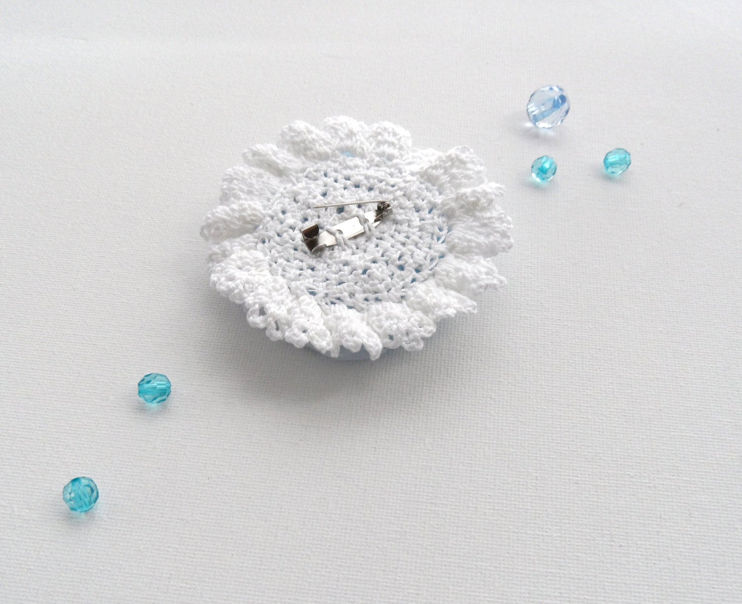 Organza Flower Brooch Crochet Brooch Fabric Flower Corsage Blue Flower ...