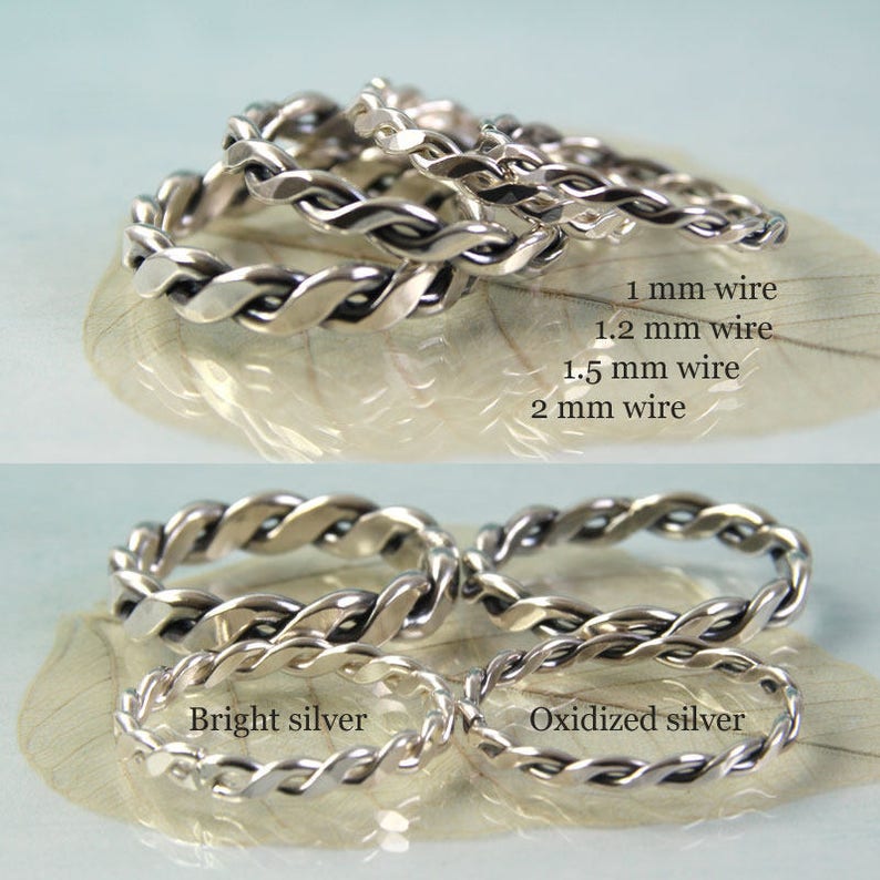 Silver Twist Ring Sterling 1.2mm Wire Stacking Twisted Rope - Etsy