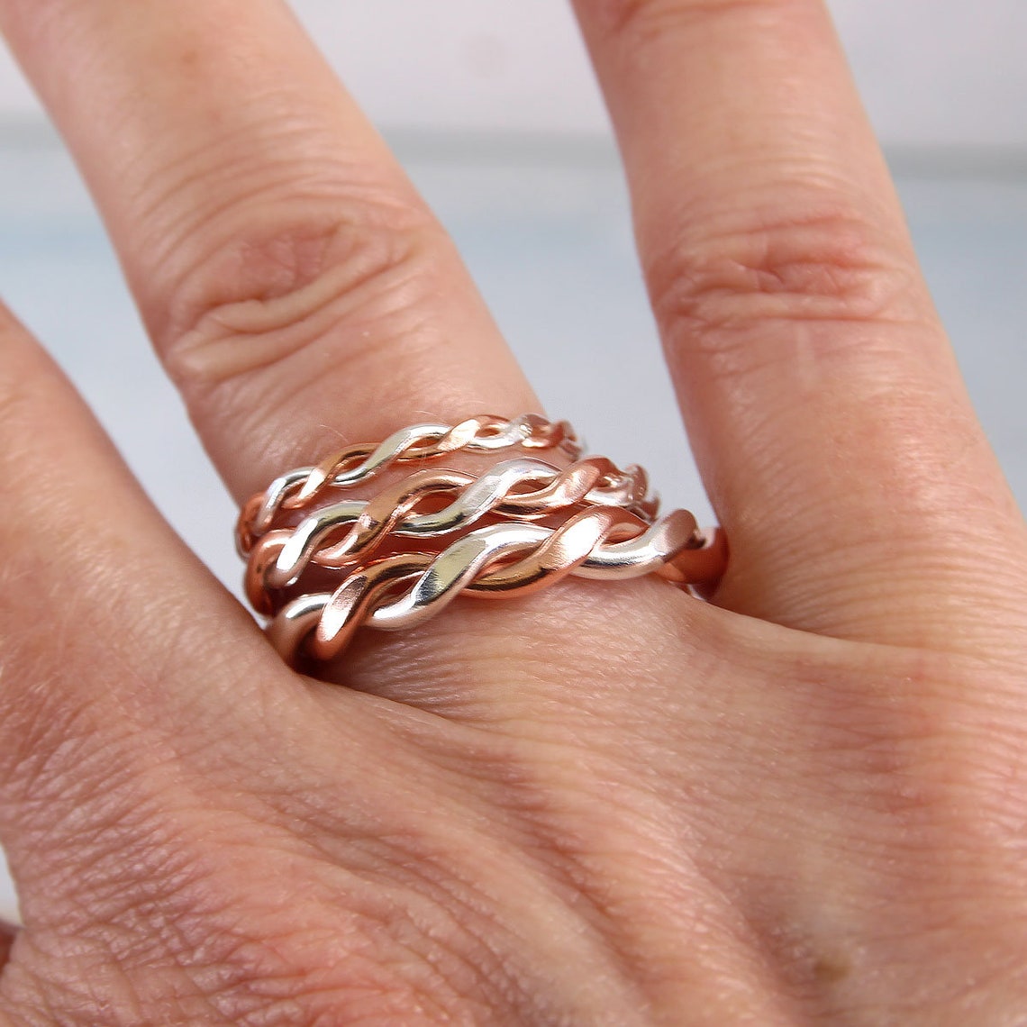 Chunky Silver Copper Twist Ring 2 Mm Wire 4 Mm Wide - Etsy