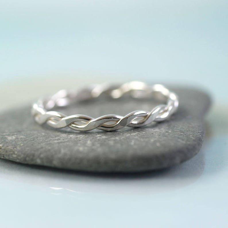 Twisted Silver Ring 1 mm Wire Dainty Rings Silver Twist Rope | Etsy