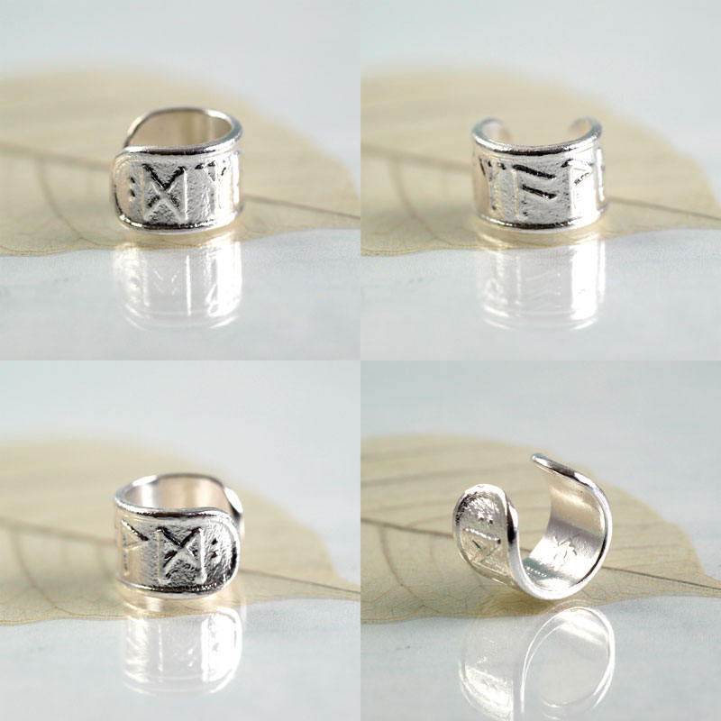 Silver Ear Cuff With Custom Viking Runes Choose 5 Runes for - Etsy