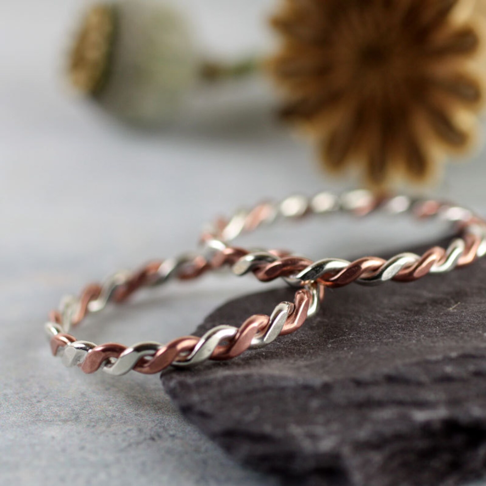 Silver Copper Twist Ring Mixed Metal Rope Ring Stacking | Etsy