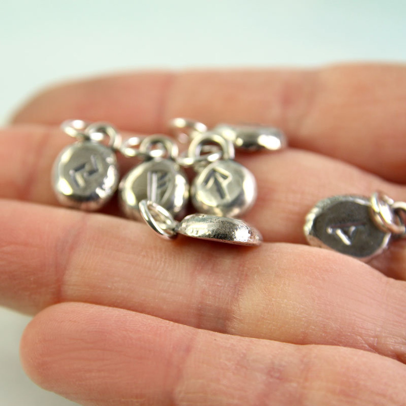 Silver Rune Pendant Small Nugget Rustic Recycled Silver | Etsy