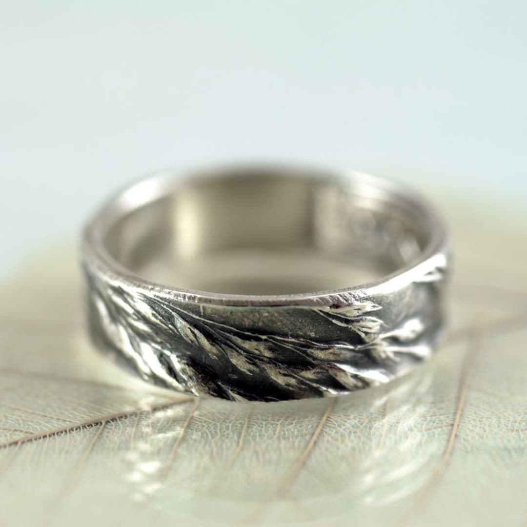 Free Spirit Grasses Ring - Silver Ring With Nature Impression Ring Band ...