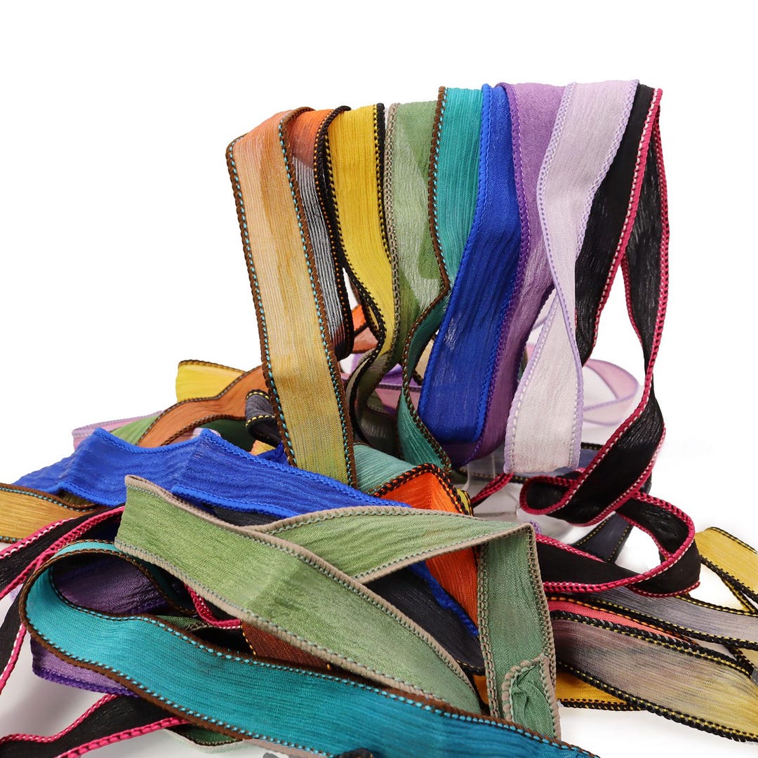 Silk Ribbon Wrap - Extra Colours for Bracelet - Hand Dyed Crinkle Wrist ...