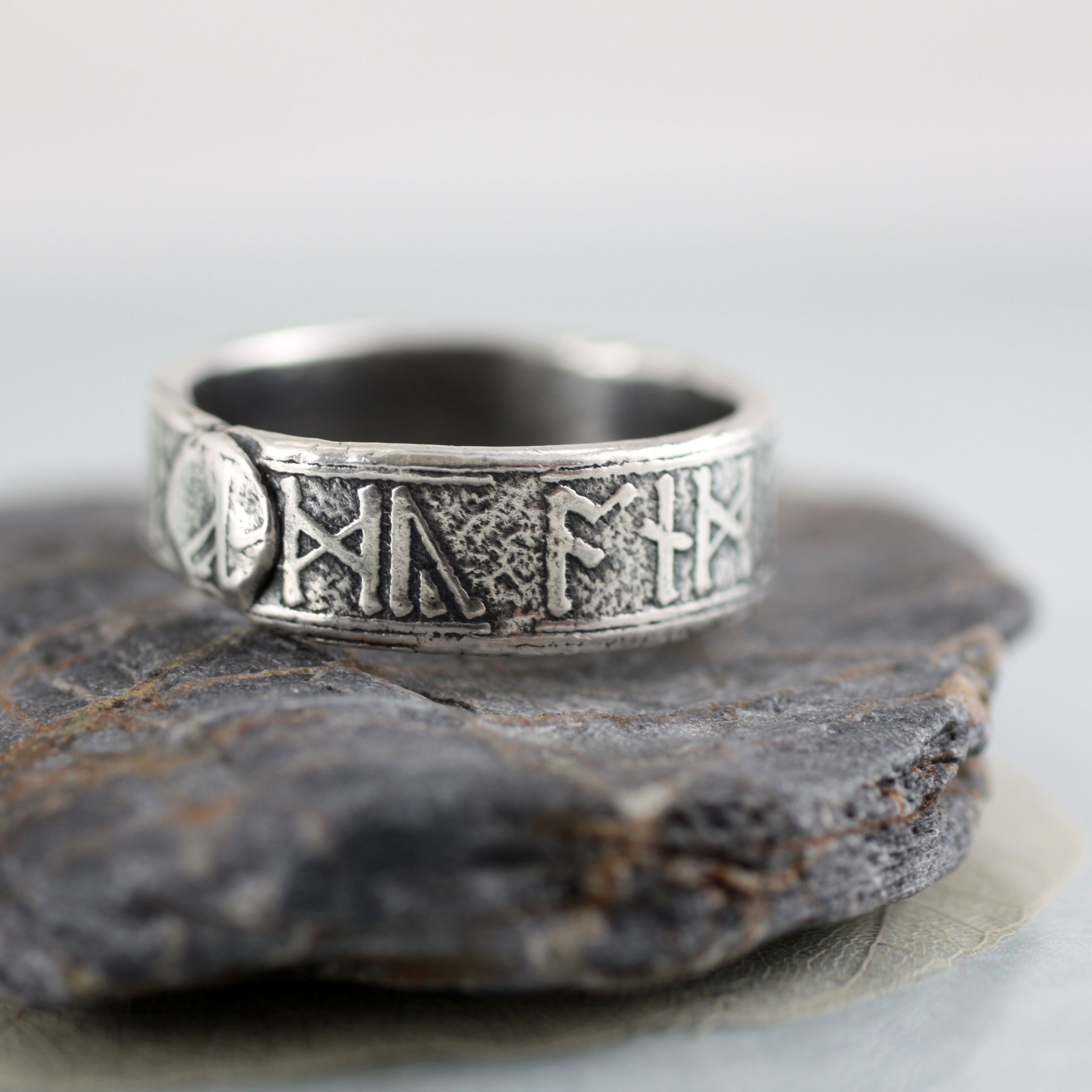 Rustic Sterling Silver Viking Rune Ring - Ancient Find - Etsy