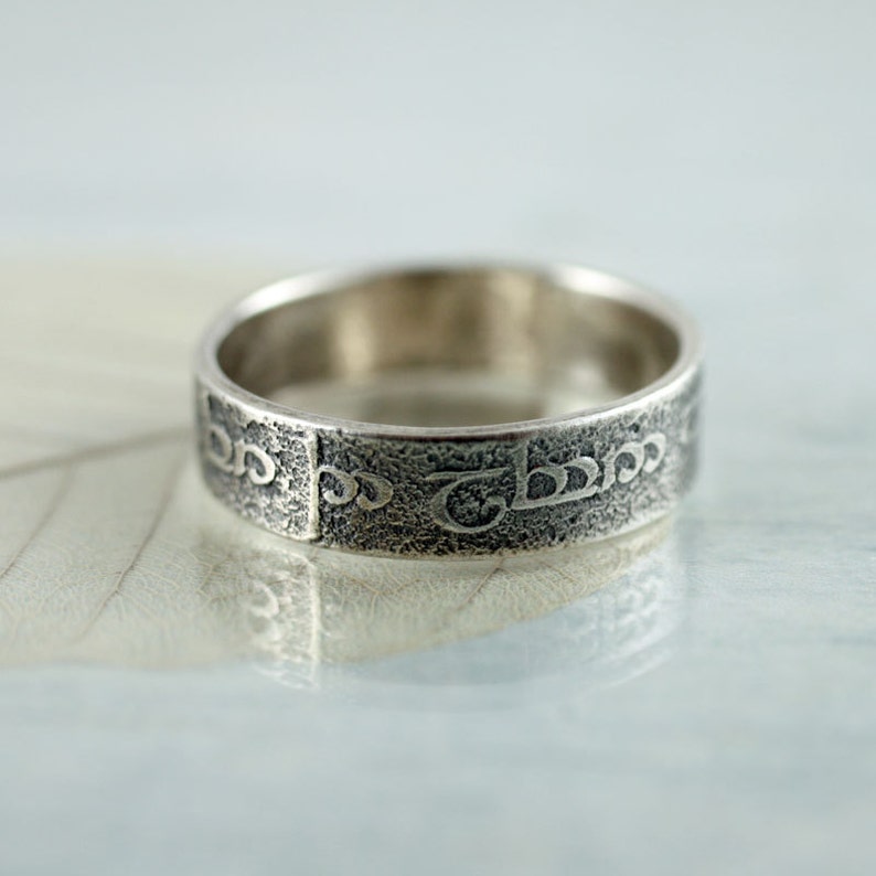Elvish Rune Ring Silver Ring Band Tengwar Script Elven - Etsy UK