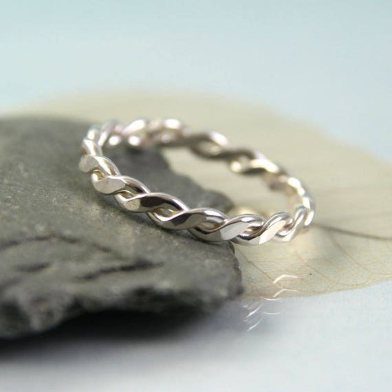 Silver Twist Ring Sterling 1.2mm Wire Stacking Twisted Rope - Etsy