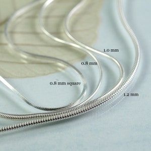 Silver Snake Chain Choose Thickness and Length 16" or 18" Sterling ...