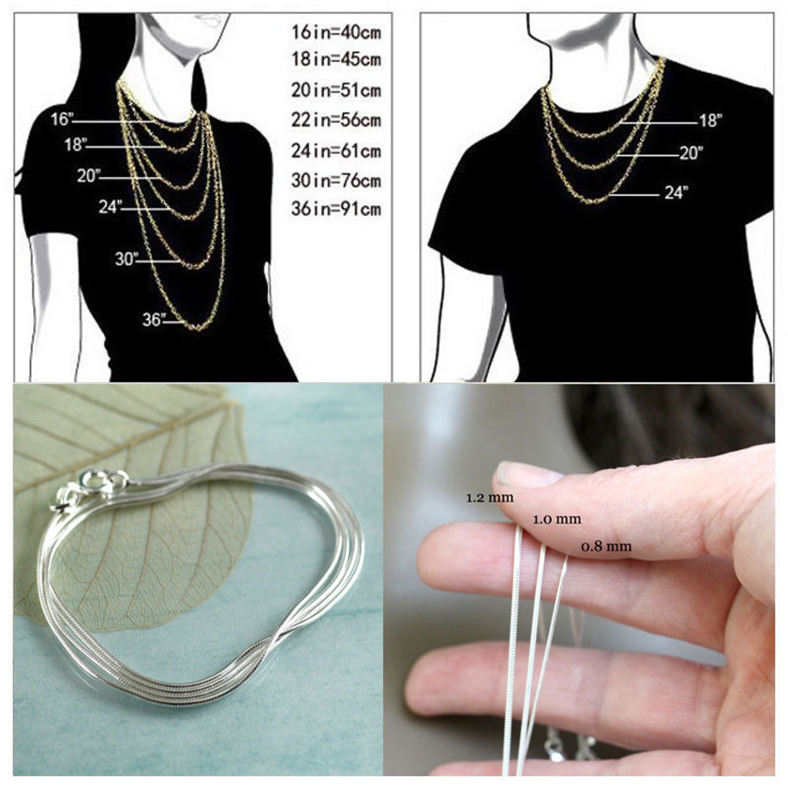 Silver Snake Chain Choose Thickness and Length 16 or - Etsy