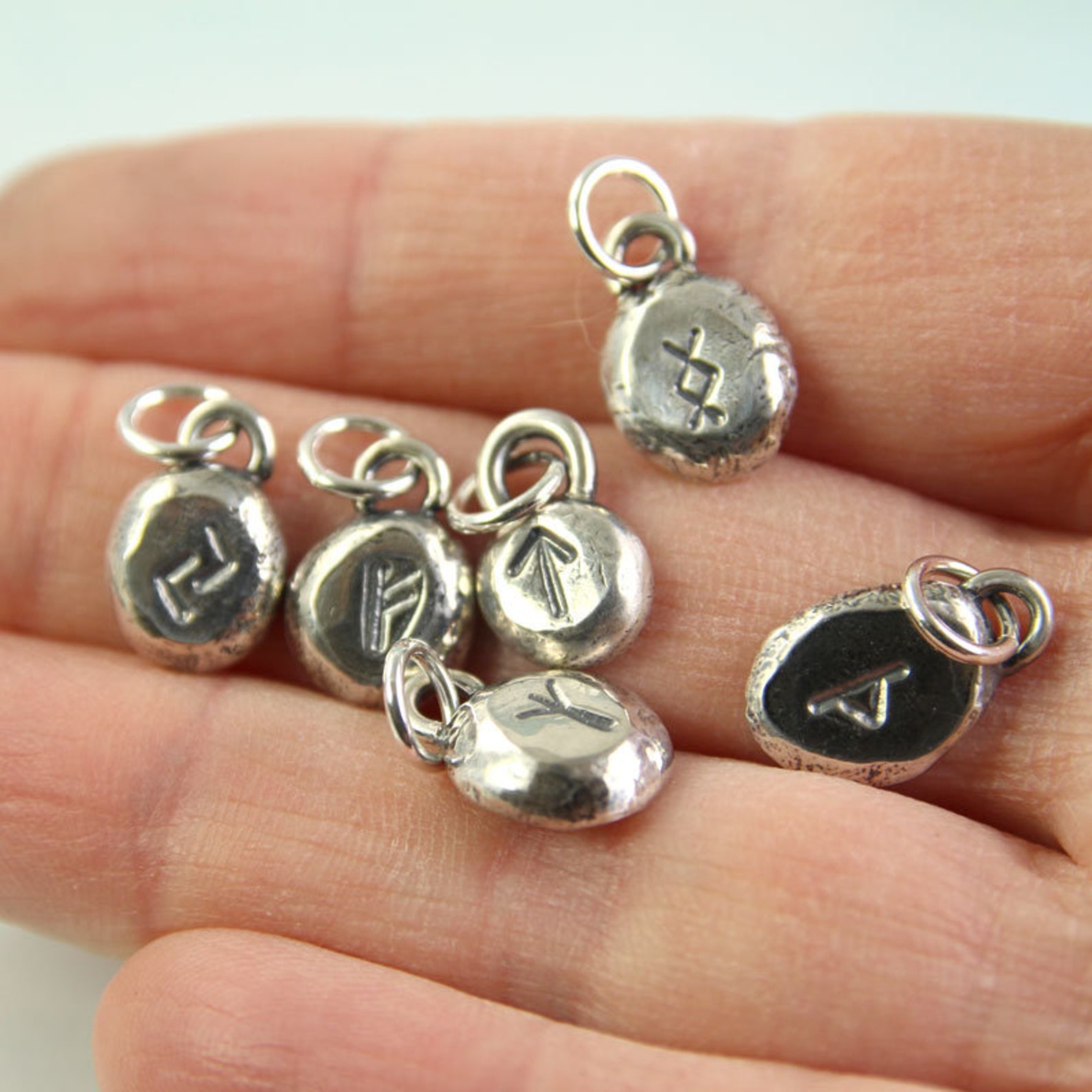 Silver Rune Pendant Small Nugget Rustic Recycled Silver - Etsy