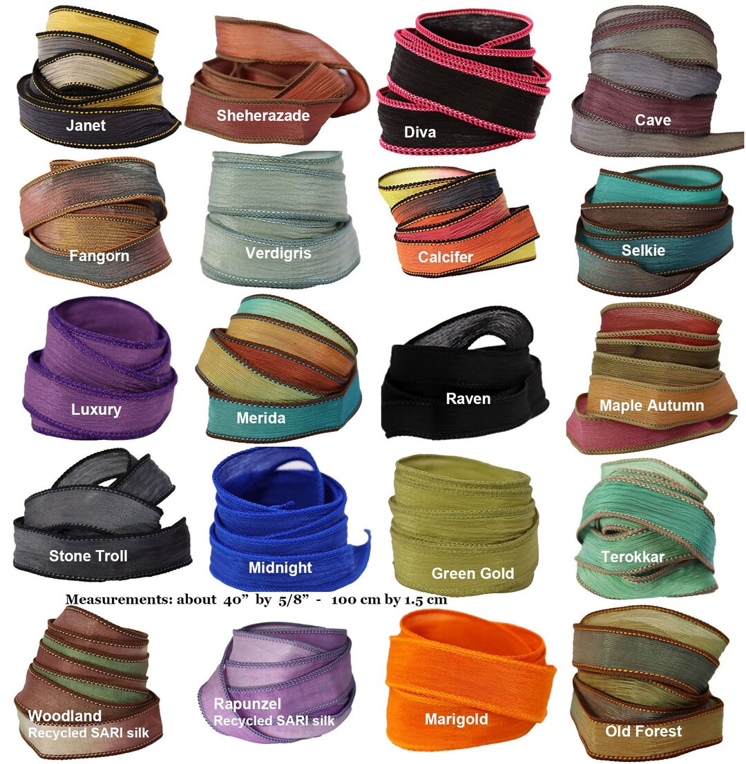 Silk Ribbon Wrap Extra Colours for Bracelet Hand Dyed Crinkle Wrist ...