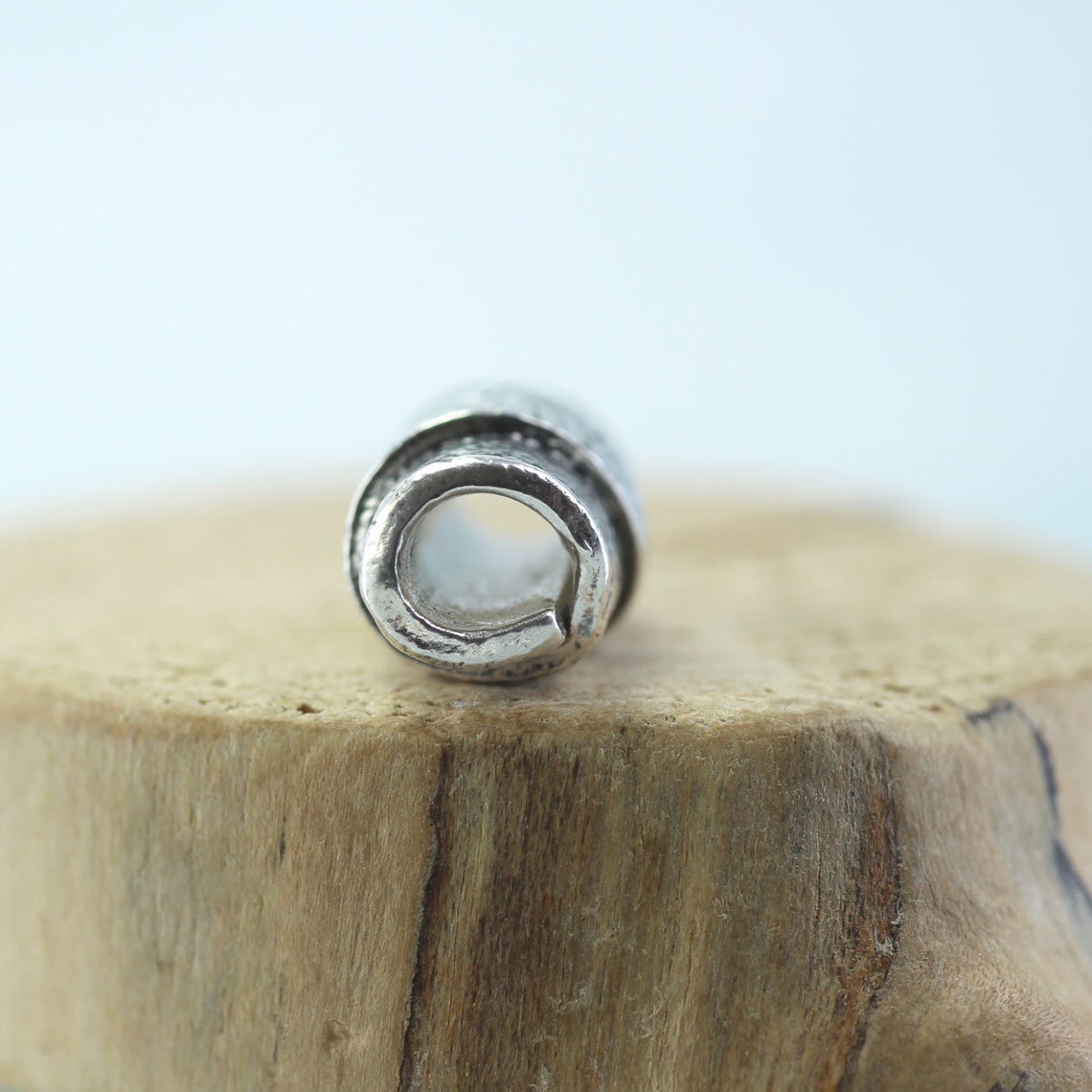 Silver Leaf Tube Bead - Nature Pendant With Skeleton Leaf Impression - Etsy