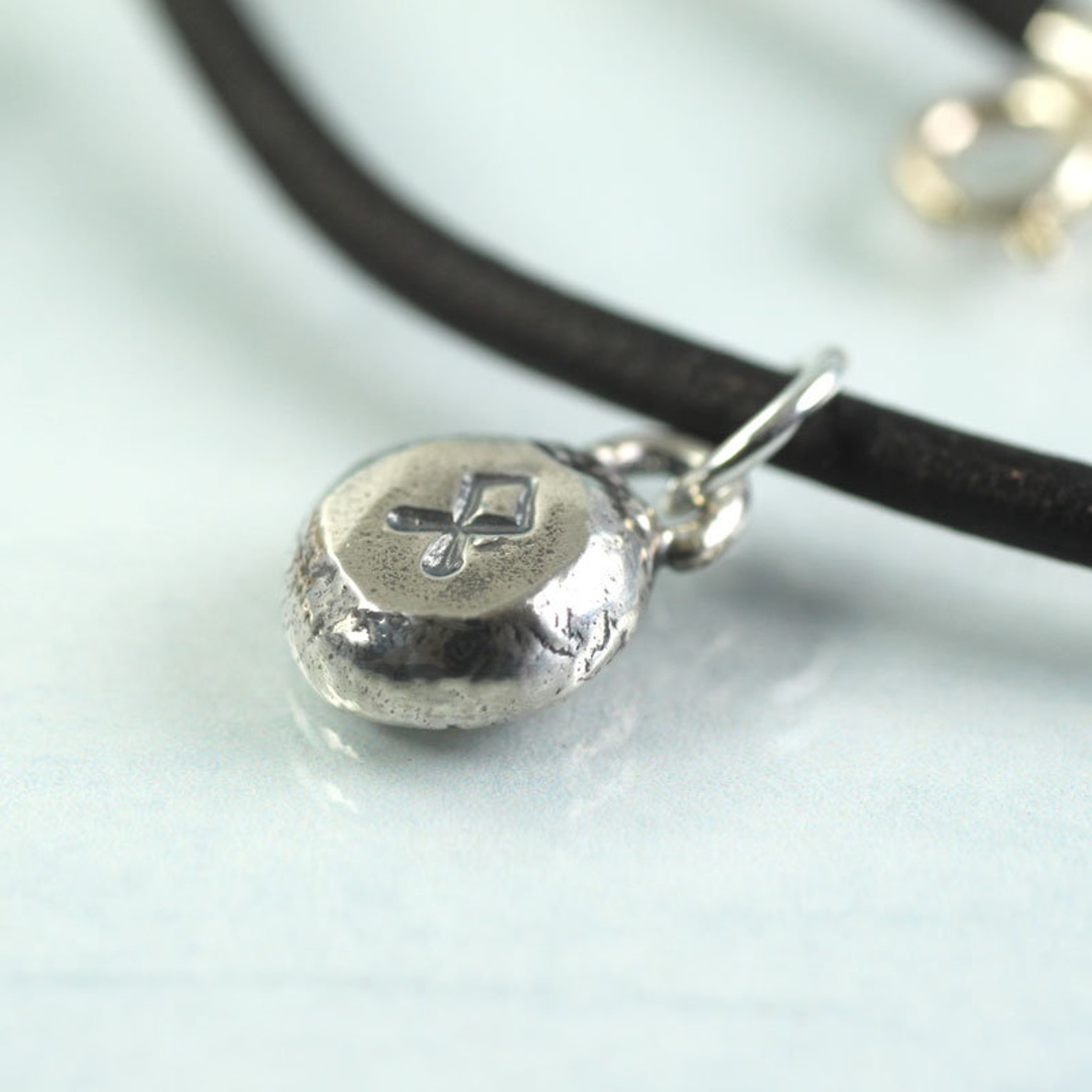 Silver Rune Pendant Small Nugget Rustic Recycled Silver - Etsy