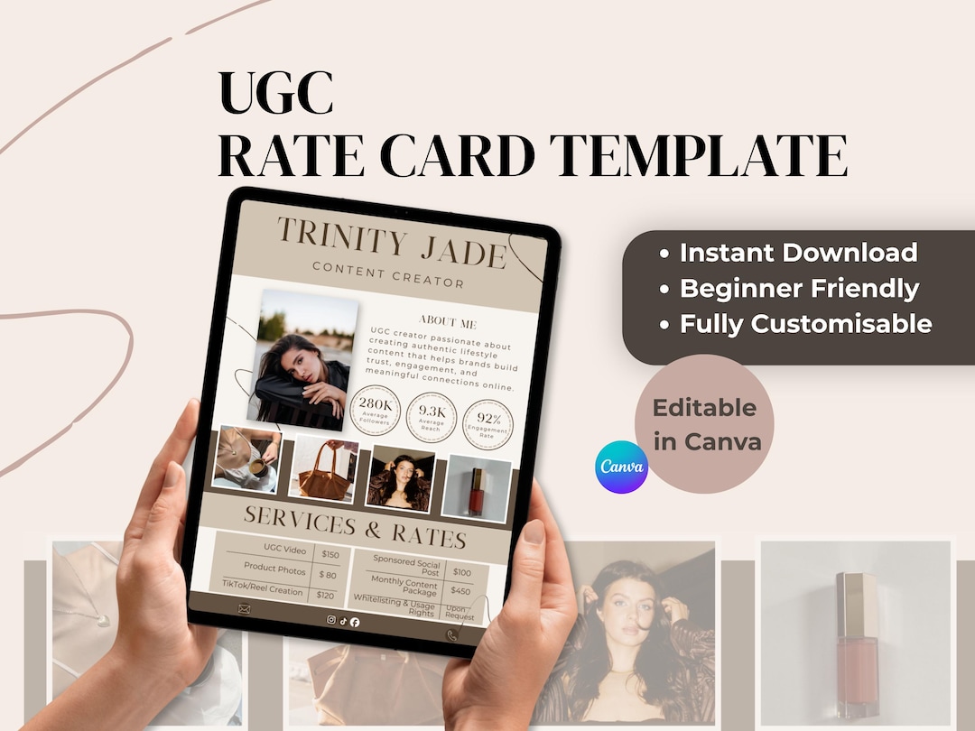 UGC Rate Card Template Canva Editable | Content Creator Media Kit ...