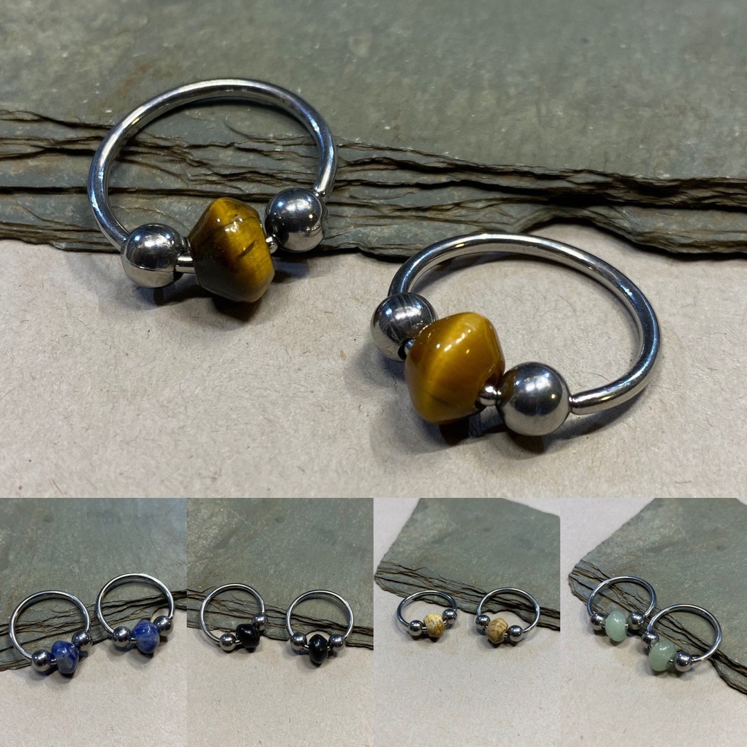 Nipple Rings 1 or SET of 2 Gemstones Bead Nipple Jewelry Clicker Rings ...