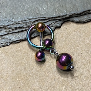 Rainbow Vertical Hood Piercing Barbell VCH 14G 12G 10G 8G Christina ...