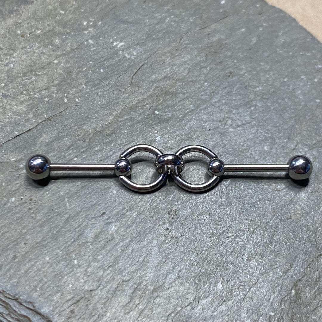 Industrial Barbell - Double Loop Ear Bar 18G 16G Upper Ear Jewelry - Etsy