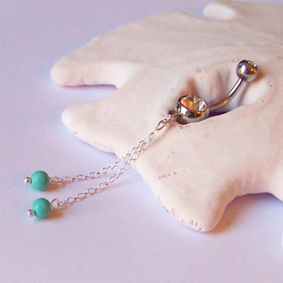 Belly Button Jewelry Belly Button Ring Genuine Turquoise - Etsy