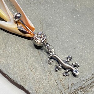 Belly Button Ring Sterling Silver Gekko Body Piercing Jewelry Belly ...