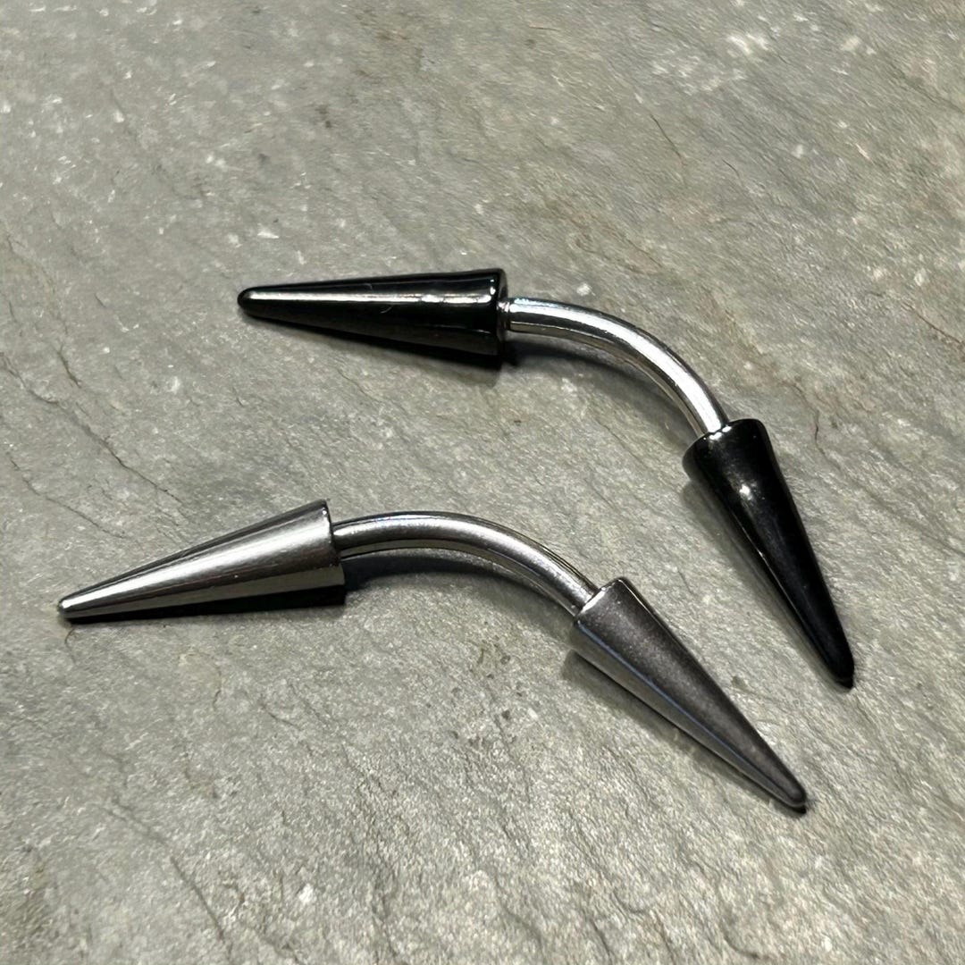 Spiked Barbell Piercing 16G 14G Bridge Septum Belly - Spike Options - Etsy