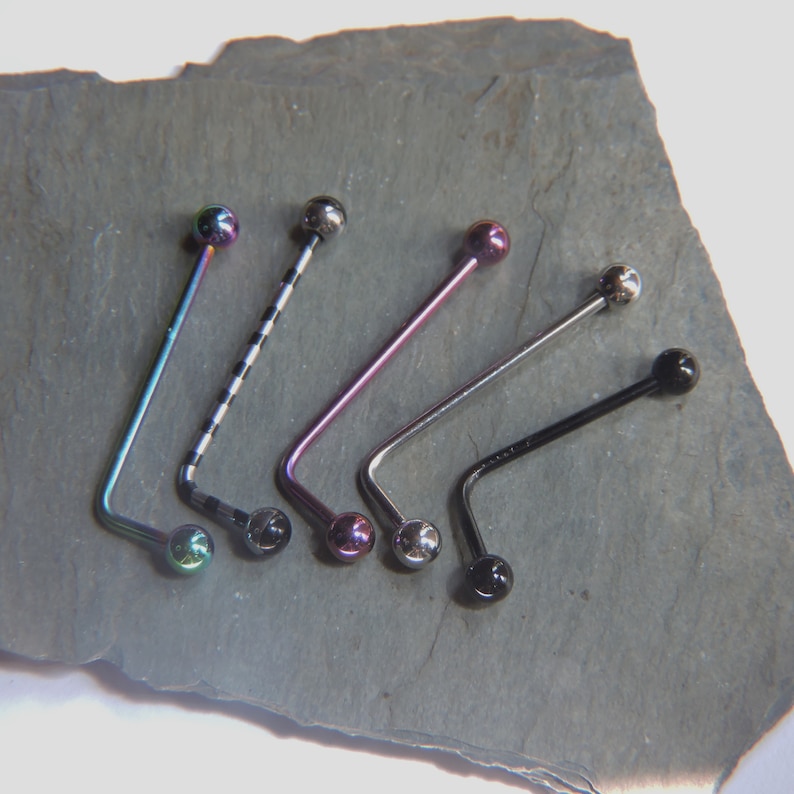 L-shaped 14G Industrial Barbell Double Pierced Earring - Etsy